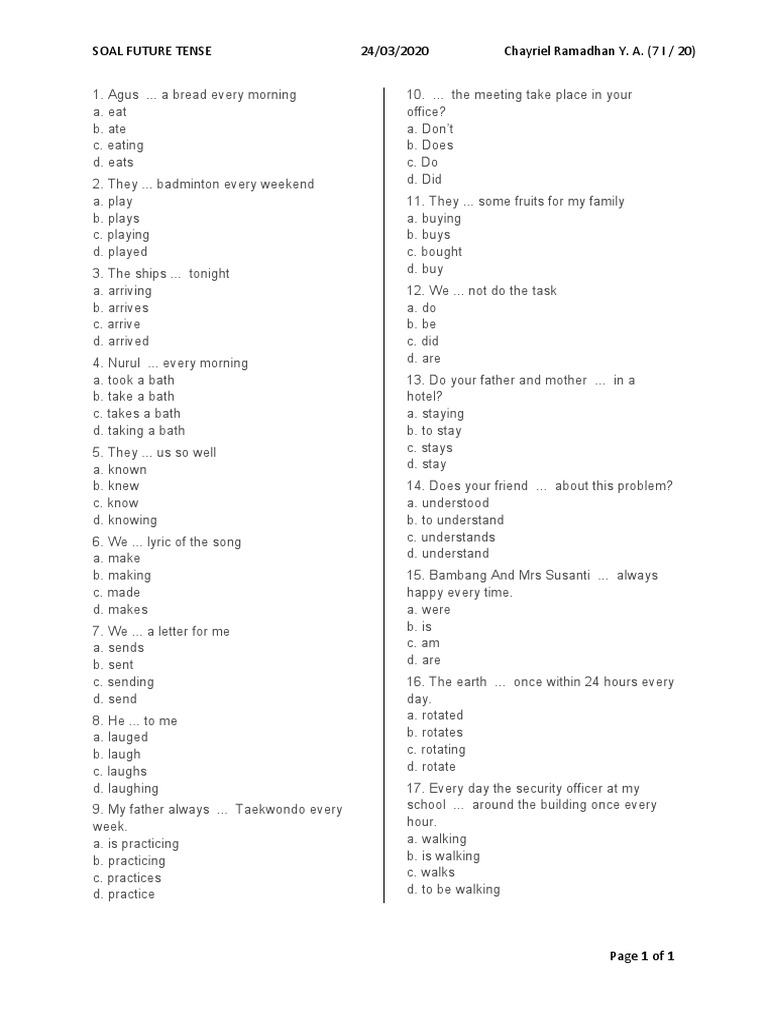 Soal Future Tense | PDF