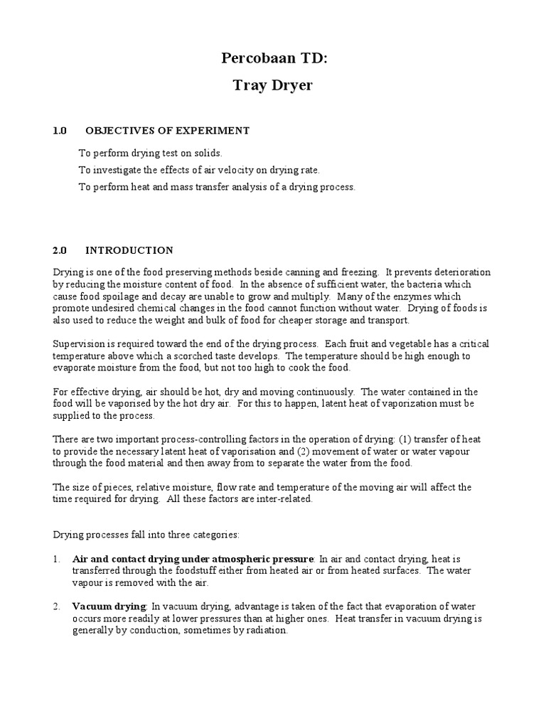 Analysis of Drying Process Parameters and Heat and Mass Transfer in a ...