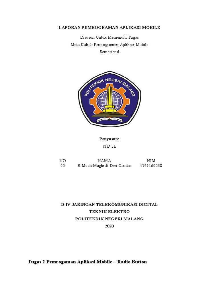 Tugas 2 Pemrogaman Mobile - Radio - Button | PDF | Android (Operating System) | Teleconferencing