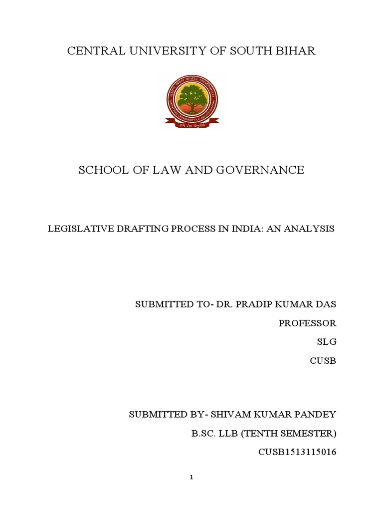 Central University of South Bihar: Legislative Drafting Process in ...