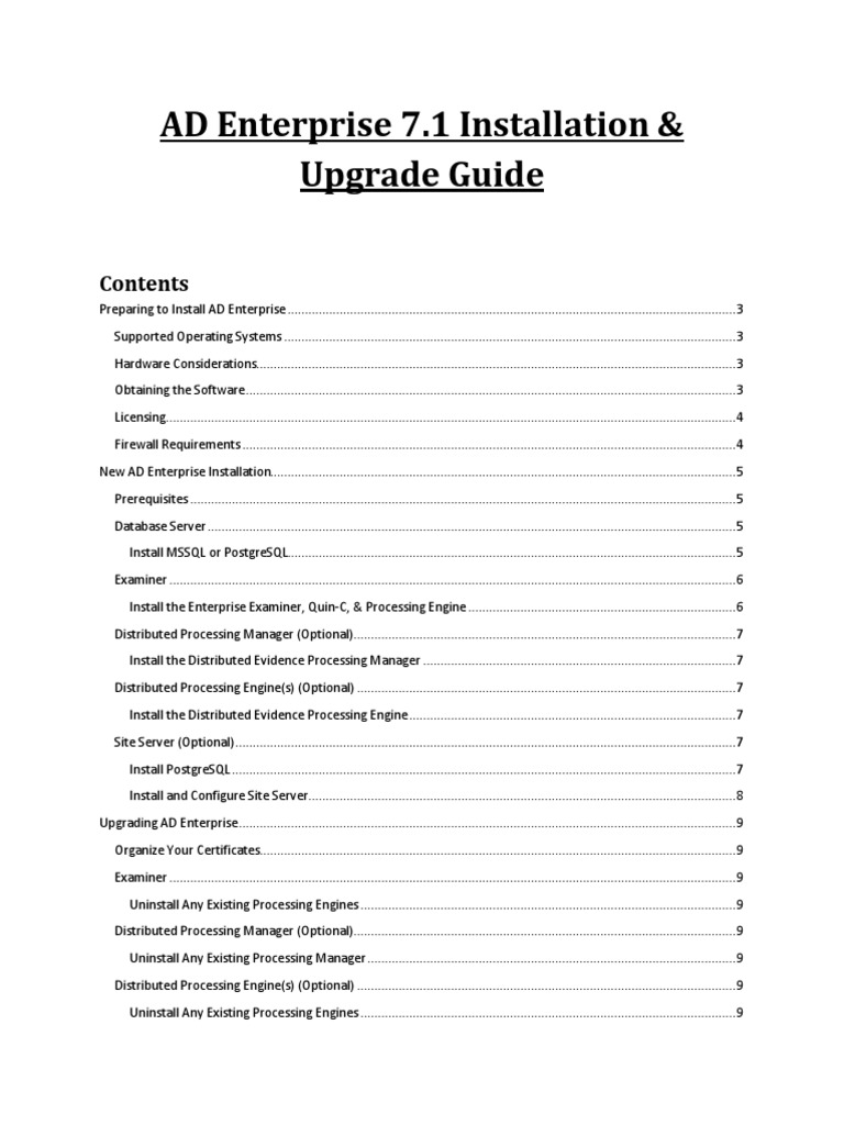 AD Enterprise 7.1 Installation & Upgrade Guide | PDF | Postgre Sql | Microsoft Sql Server