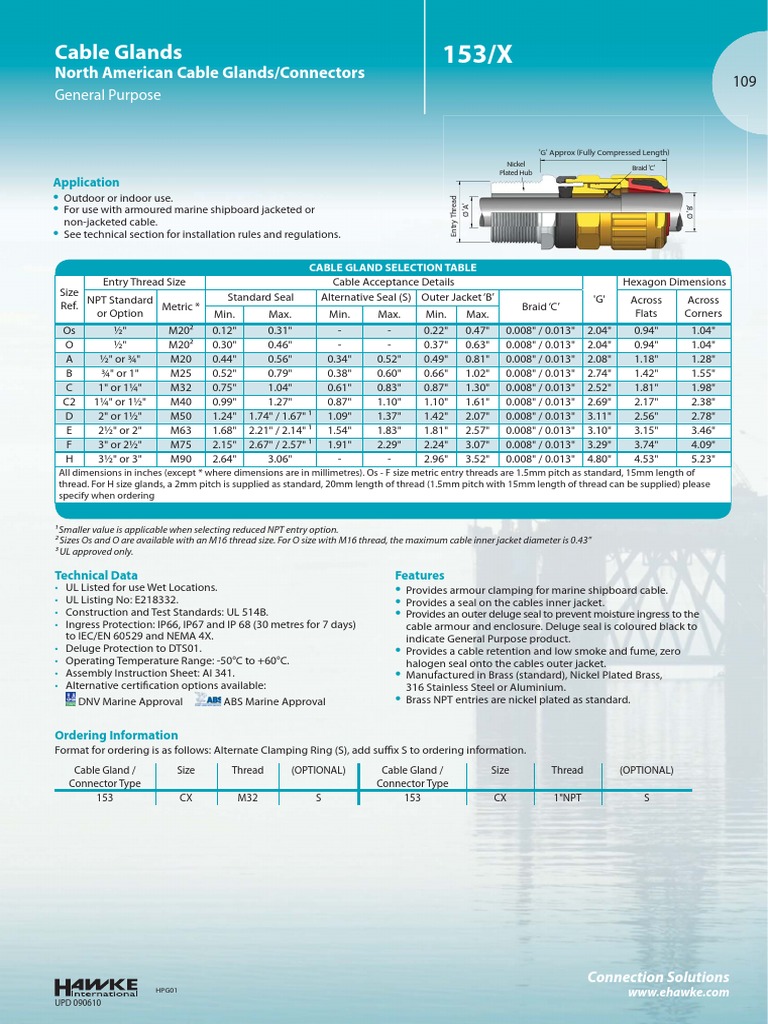 Cable Gland Selection Guide and Technical Specifications | PDF ...