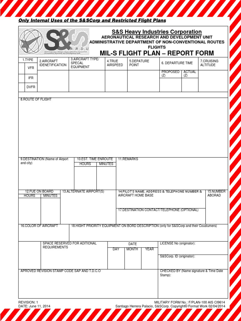 S&SCorp ICAO-IVAO Military Flight Plan Form-7233-S1M | PDF | Instrument ...
