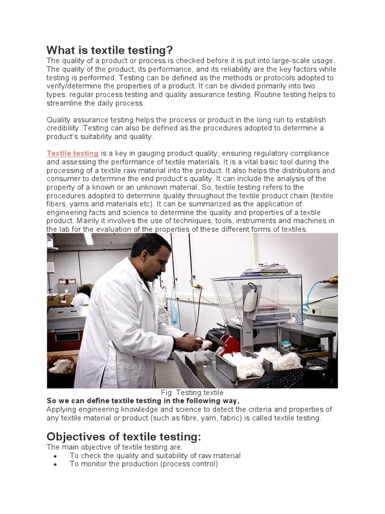 What Is Textile Testing? | PDF | Textiles | Yarn