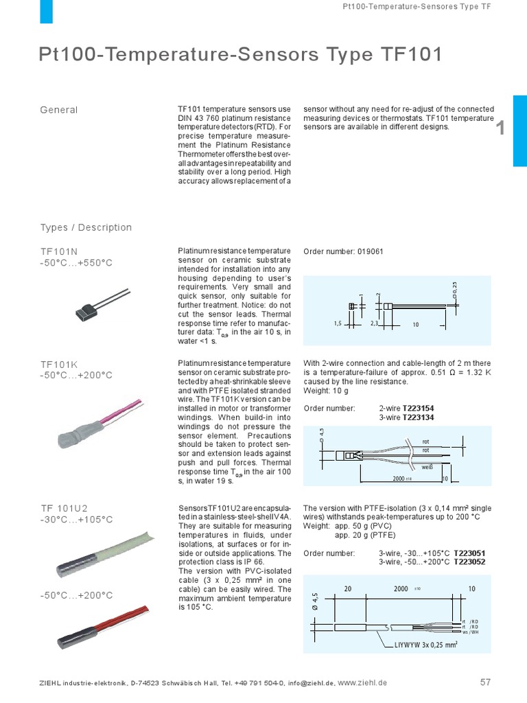 Pt100 Temperature Sensors Guide | PDF
