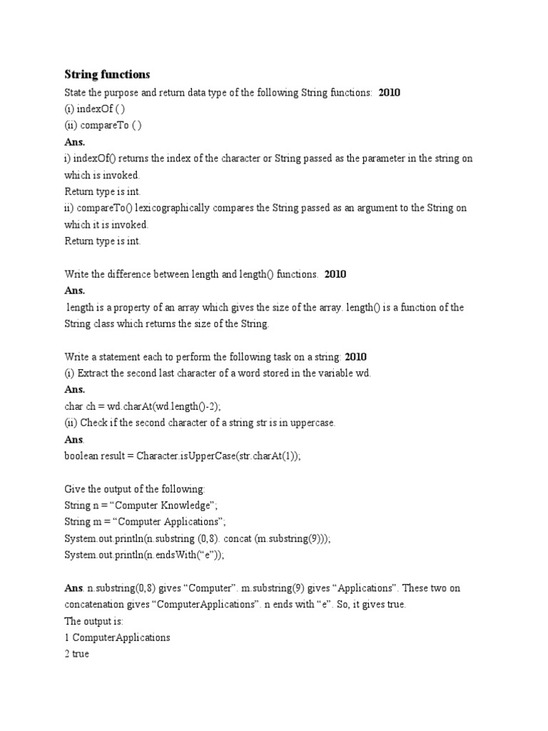 6 String Functions Pdf String Computer Science Data Type