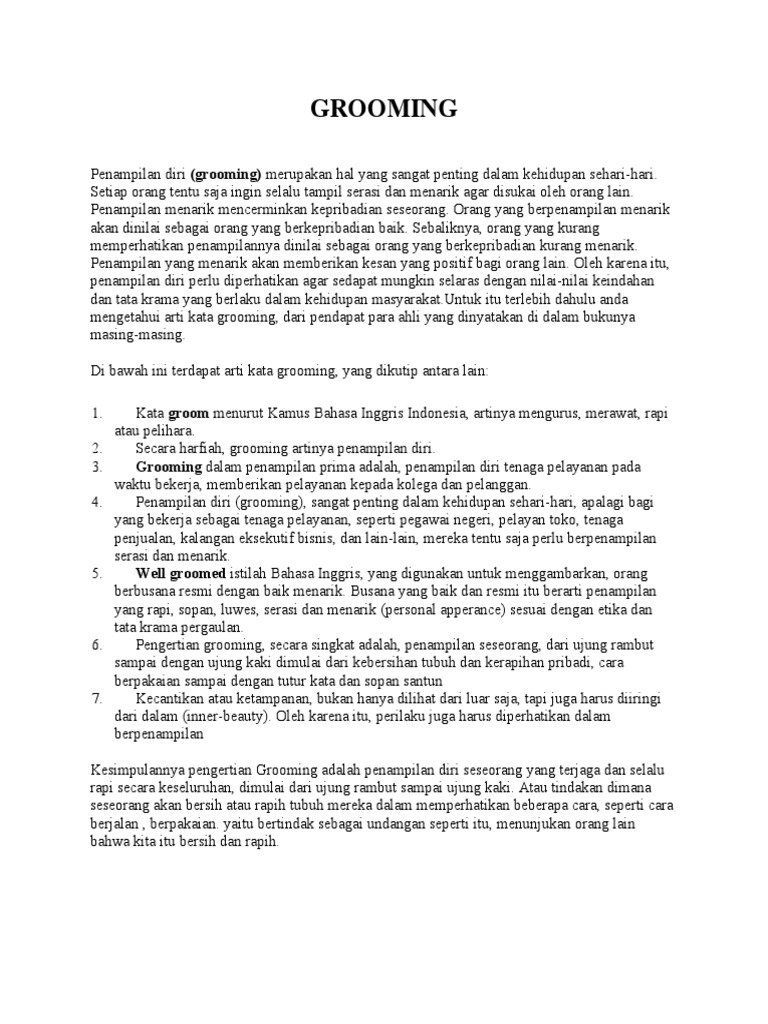 Grooming & Greeting | PDF