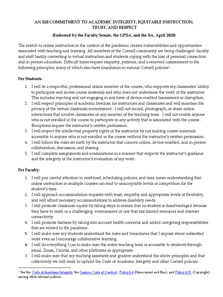 Cornell "Academic Integrity" Statement Bans Students From Recording ...