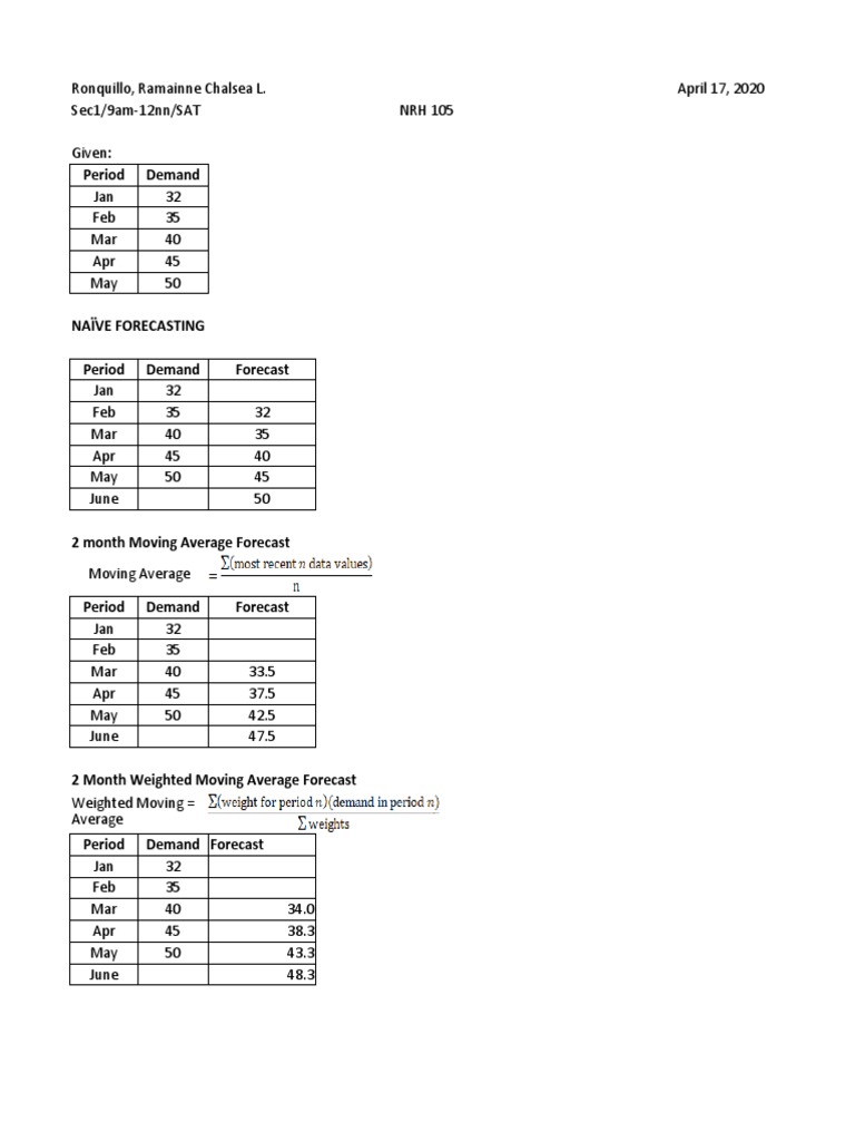Forecasting Excel Pdf Mean Squared Error Statistics