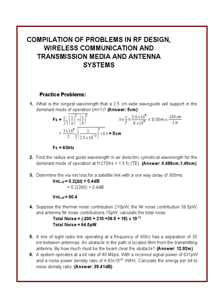 Compilation of Problems | PDF | Transmission Line | Antenna (Radio)