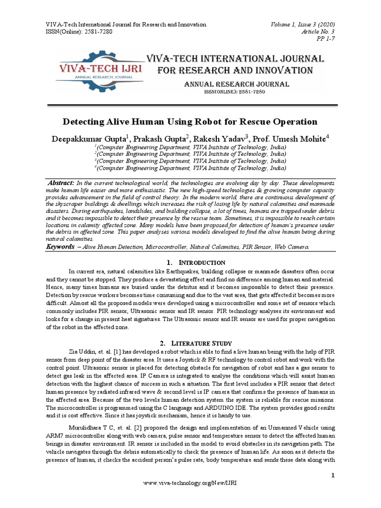 Detecting Alive Human Using Robot For Rescue Operation Pdf Infrared Sensor