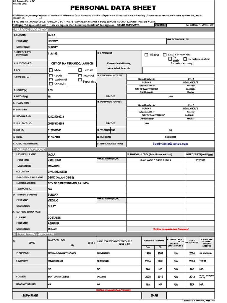 Personal Data Sheet | PDF | Crime & Violence | Crime Thriller