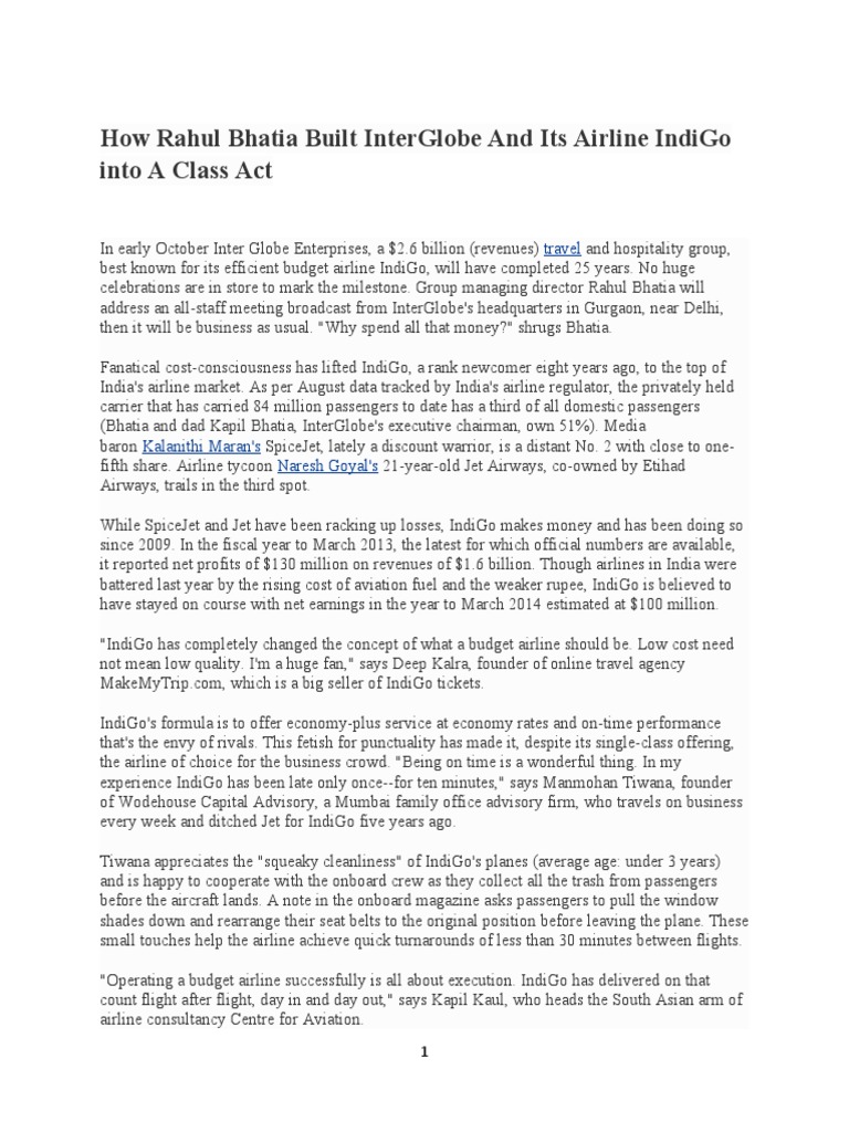 Indigo Case | PDF | Low Cost Carrier | Airlines