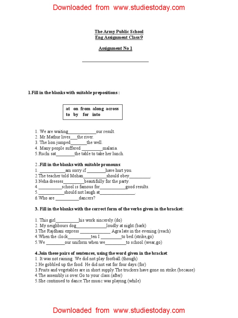 CBSE Class 9 English - Prepositions | PDF | Language Arts & Discipline ...