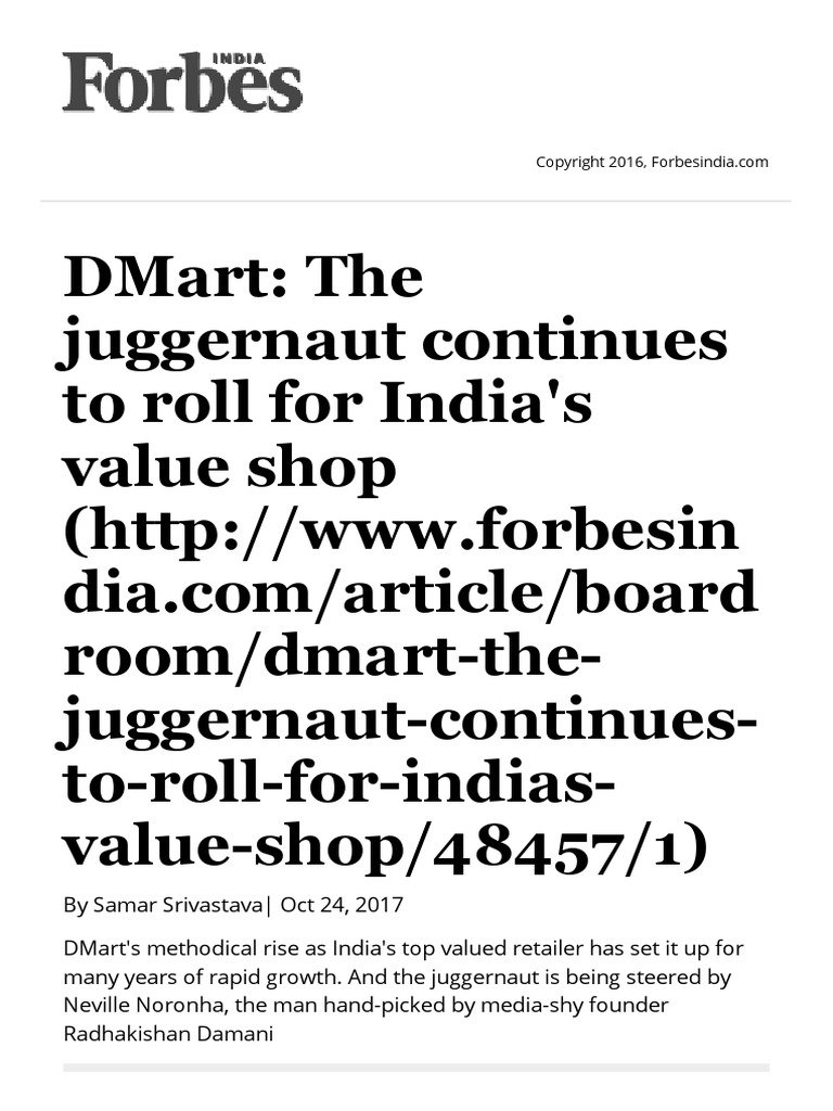 Dmart | PDF | Grocery Store | Retail
