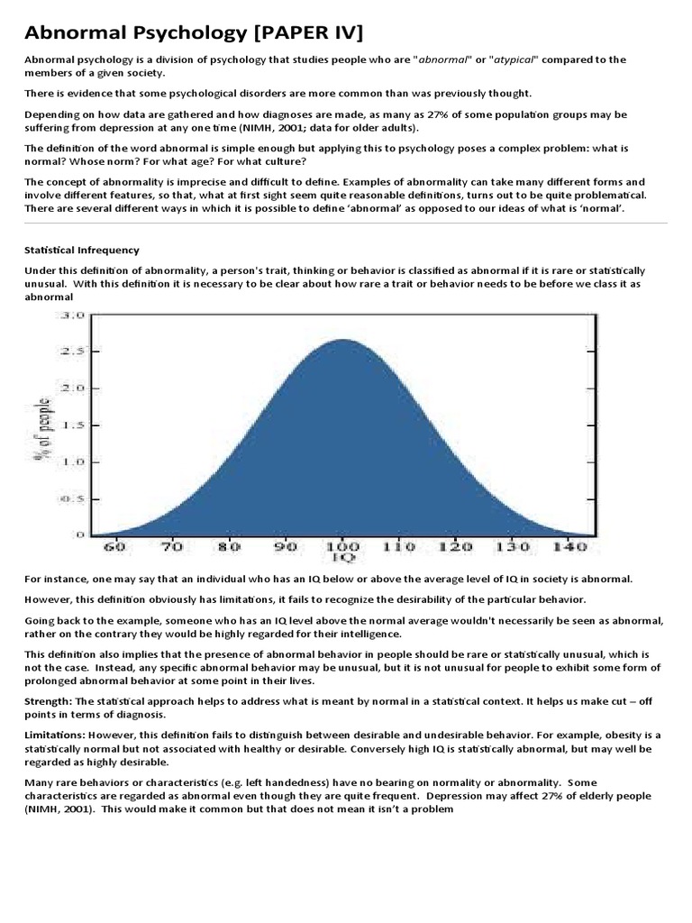 Abnormal Psychology (PAPER IV) | PDF | Mental Disorder | Id