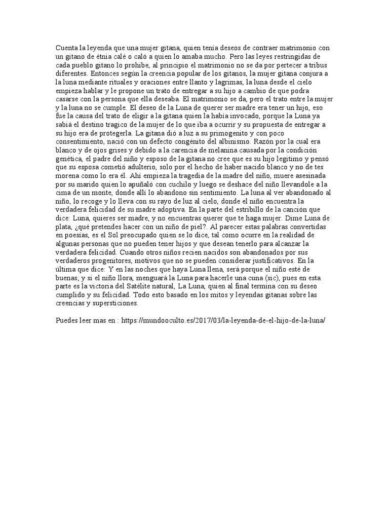 Cuenta La Leyenda Que Una Mujer Gitana | PDF | Pueblo romaní | Matrimonio