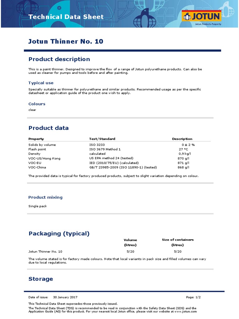 Jotun Thinner No. 10: Technical Data Sheet | PDF | Business