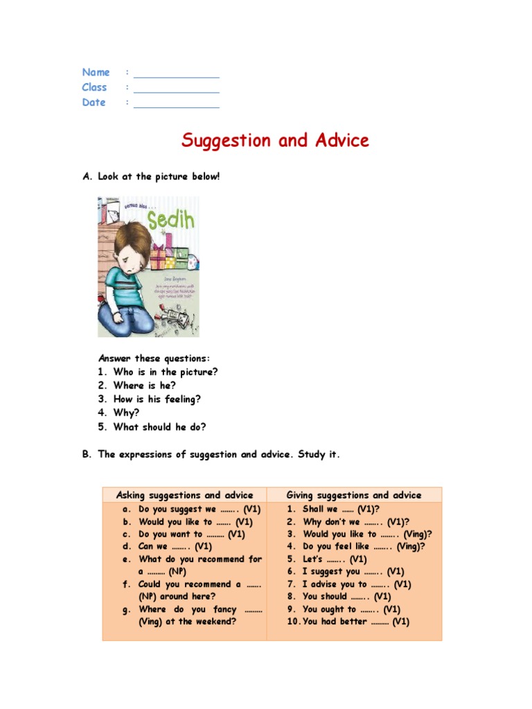 Suggestion and Advice English | PDF