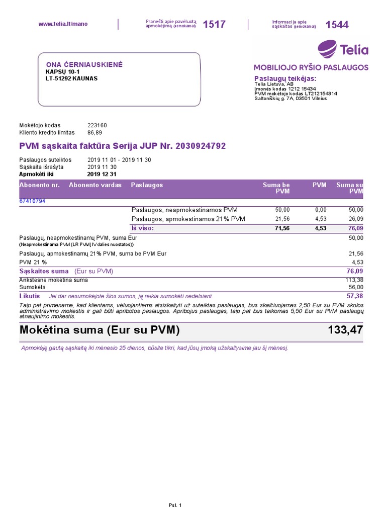 Account Invoice 2019-11-30 | PDF