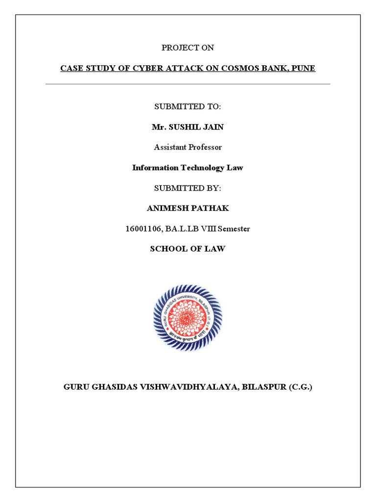 Case Study of Cyber Attack On Cosmos Bank, Pune | PDF | Computer ...