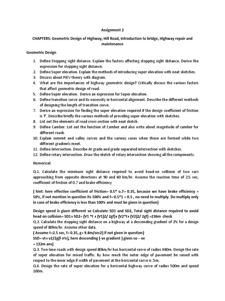 Assignment Hydro | PDF | Distance | Road