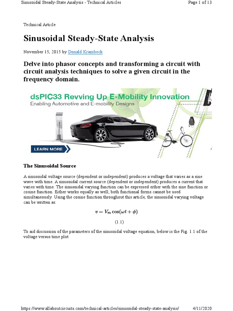 Sinusoidal Steady-State Analysis | PDF | Electrical Impedance | Sine Wave