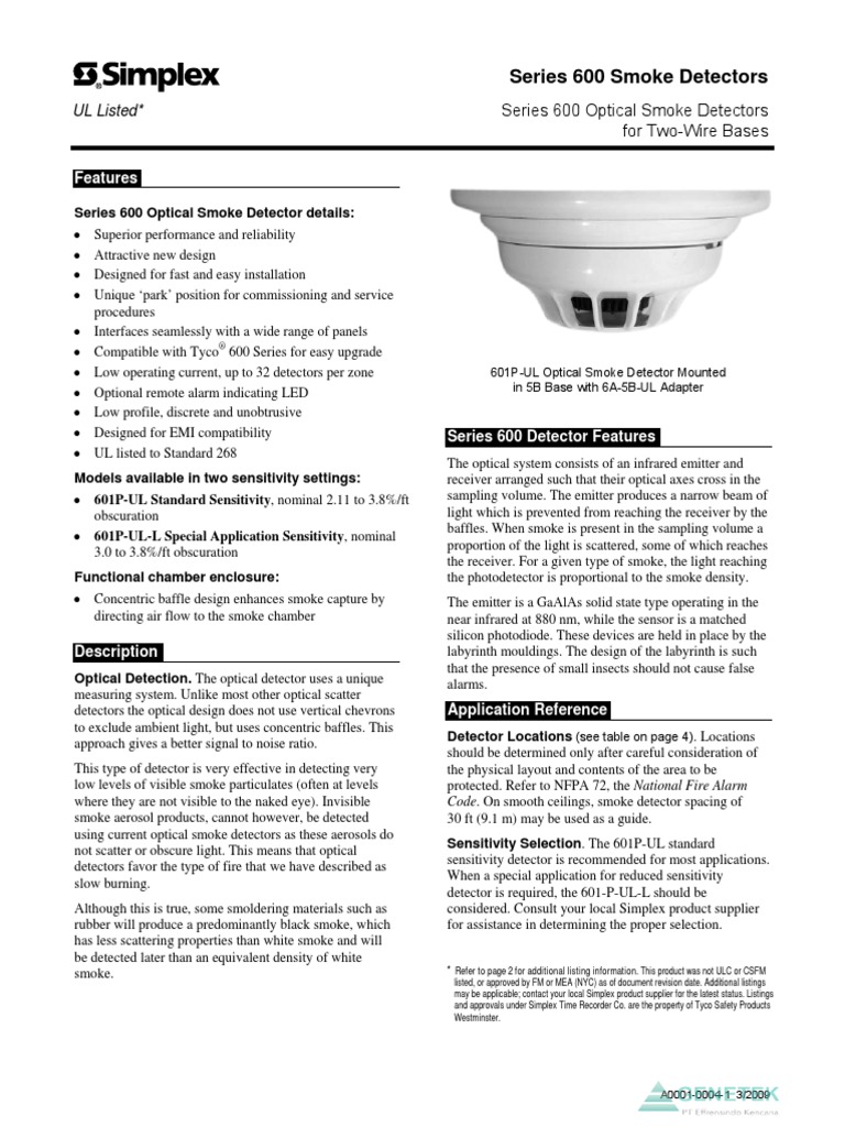 601P-UL Conventional-Smoke-Detector | PDF | Smoke | Sensor
