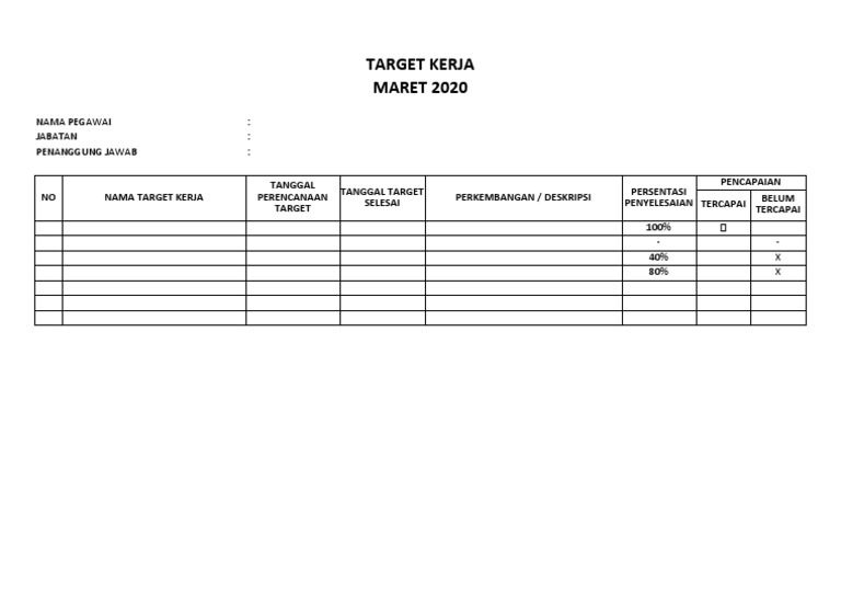 Target Kerja Bulanan | PDF