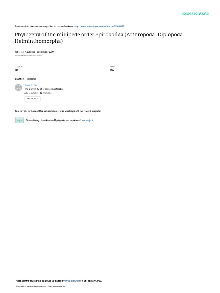 Phylogeny of The Millipede Order Spirobolida Arthr PDF | PDF ...