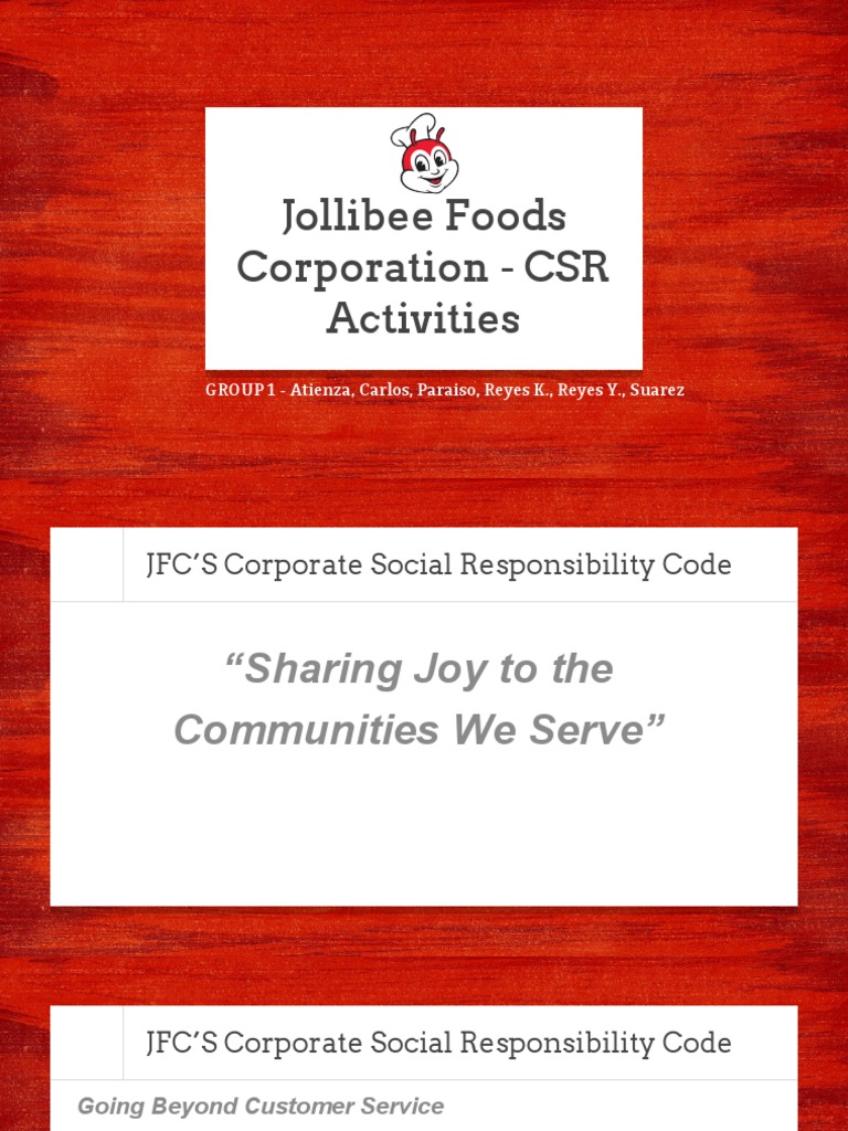 JFC CSR Activities | PDF | Corporate Social Responsibility | Hunger