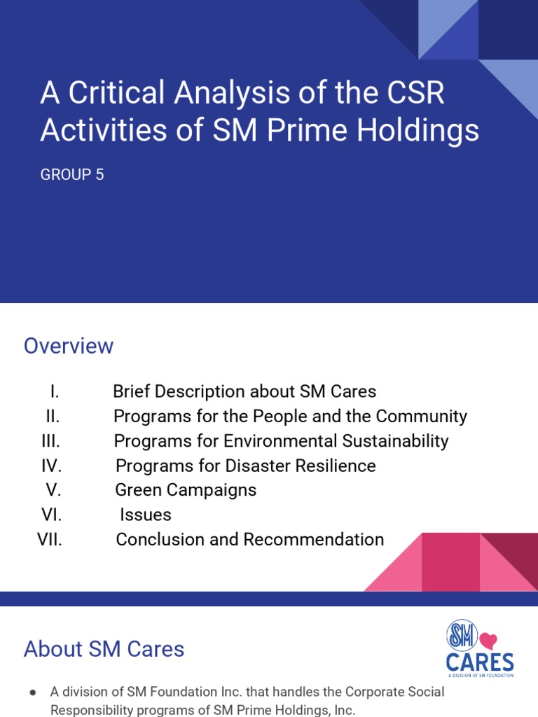 Critical Analysis of SM Prime's CSR Activities | PDF | Sustainability ...