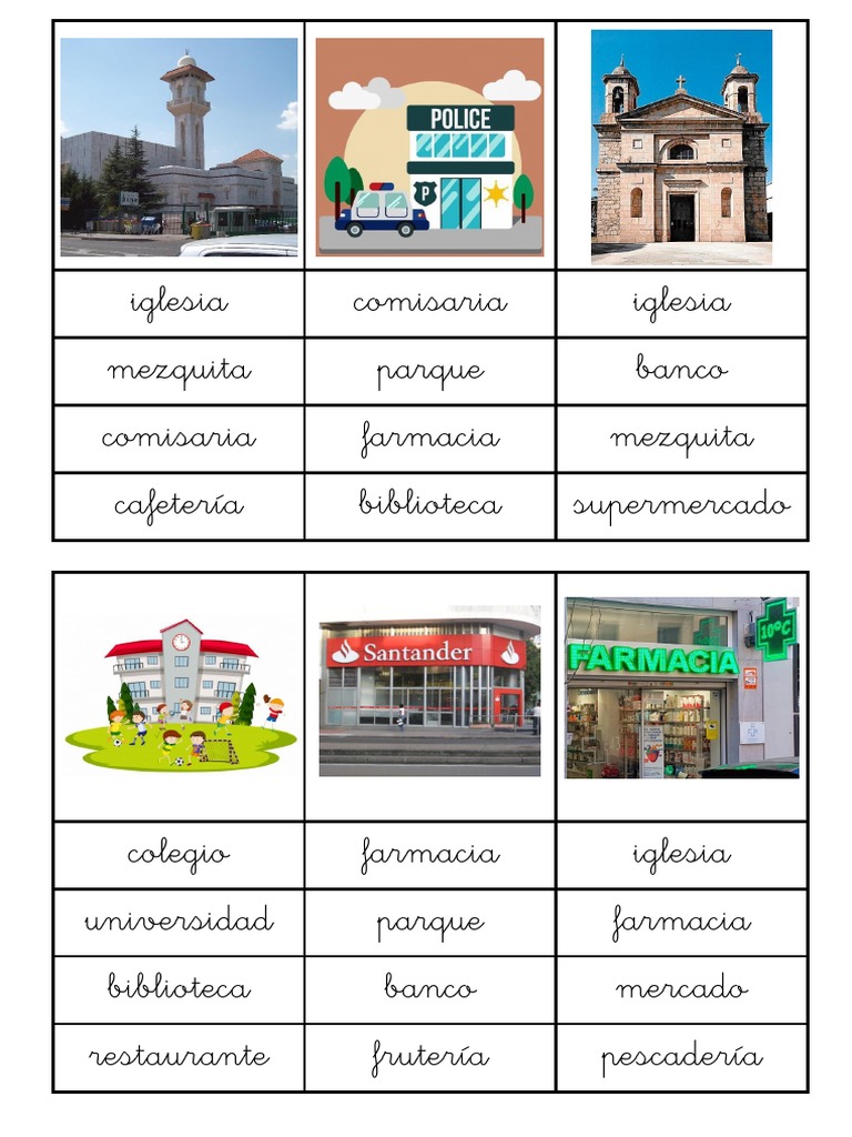 Tarjetas Vocabulario Lugares PDF | PDF | Salud y bienestar