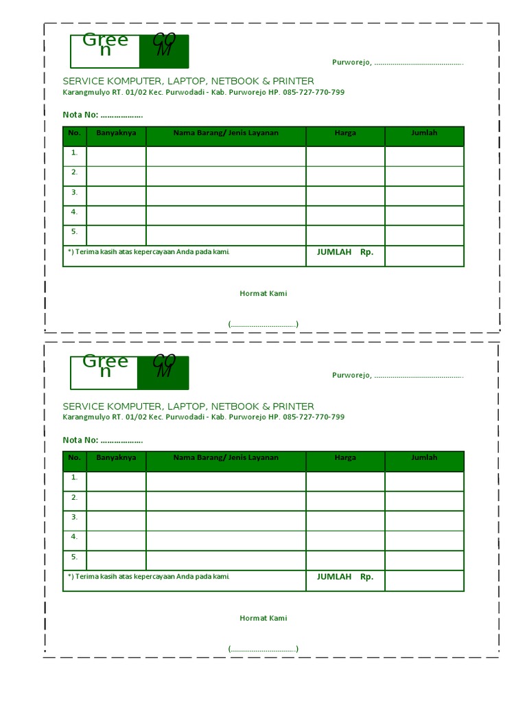 Template Nota Microsoft Word | PDF