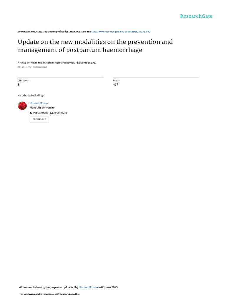 Update On The New Modalities On The Prevention and PDF | Download Free ...