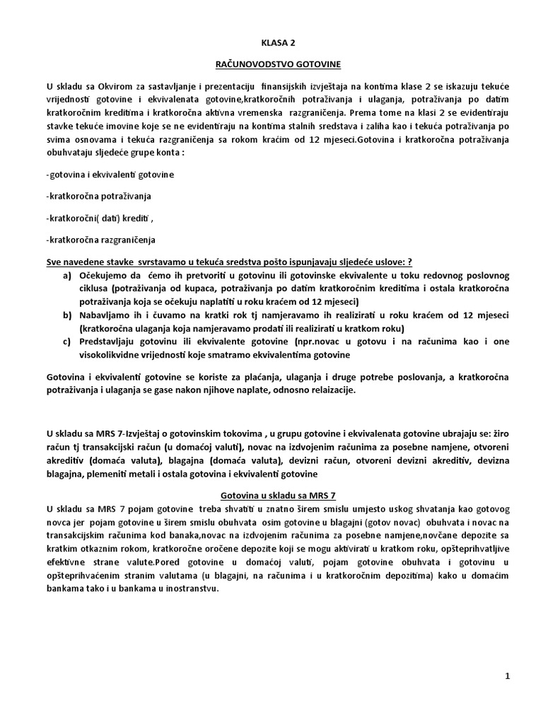 Finansijsko Racunovodstvo KLASA 2 | PDF