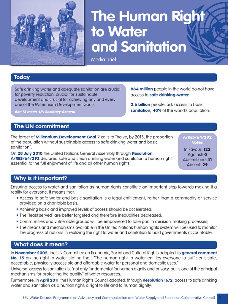 Human Right to Water and Sanitation | PDF | Sanitation | Wash