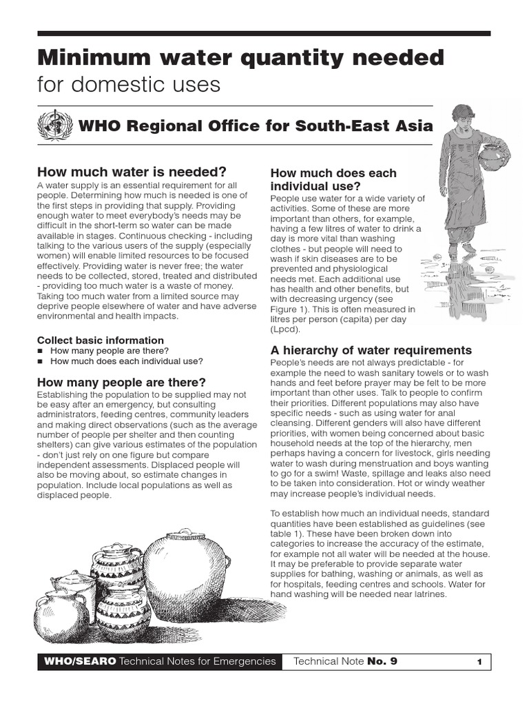 WHO Minimum Water Quantity Needed For Domestic Use | PDF | Toilet | Water