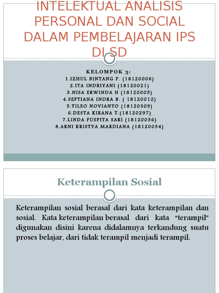 Keterampilan Sosial dan Intelektual IPS SD | PDF | Karier & Perkembangan