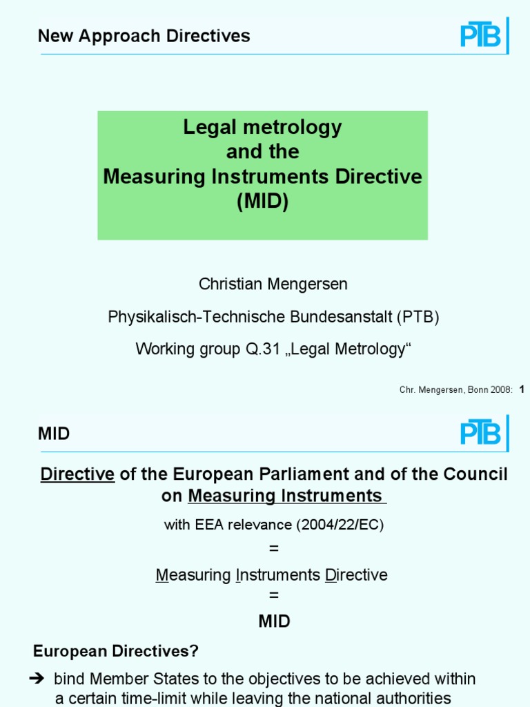 Legal Metrology and The Measuring Instruments Directive (MID) | PDF ...