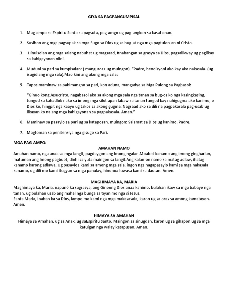 Giya Sa Pagpangumpisal | PDF