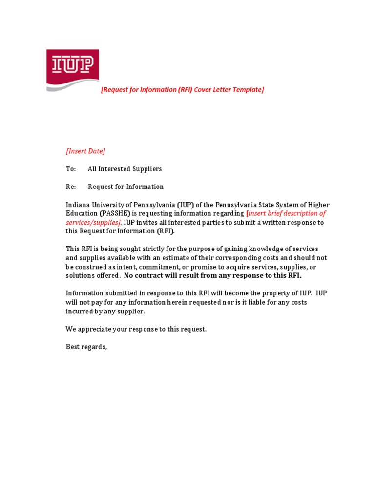 RFI Cover Letter Template | PDF