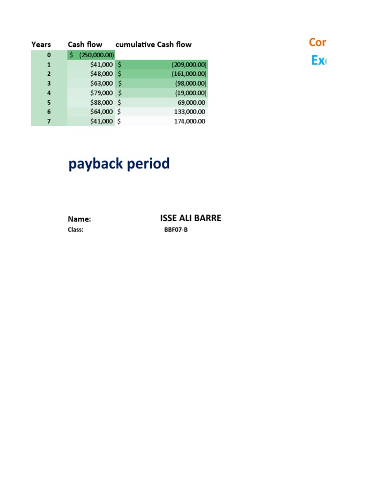 Payback Period: Excel Master It | PDF