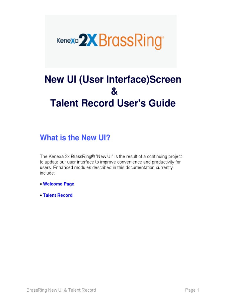 BrassRing User Guide PDF | PDF | Menu (Computing) | Icon (Computing)