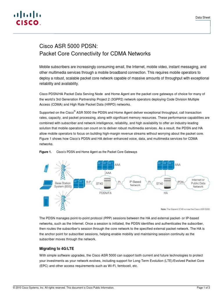 Cisco ASR 5000 PDSN: Packet Core Connectivity For CDMA Networks | PDF | Computer Network | Radius