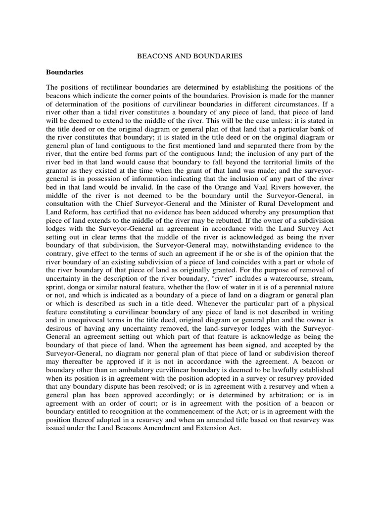 Beacons in Land Surveying Explained | PDF | Surveying | Justice