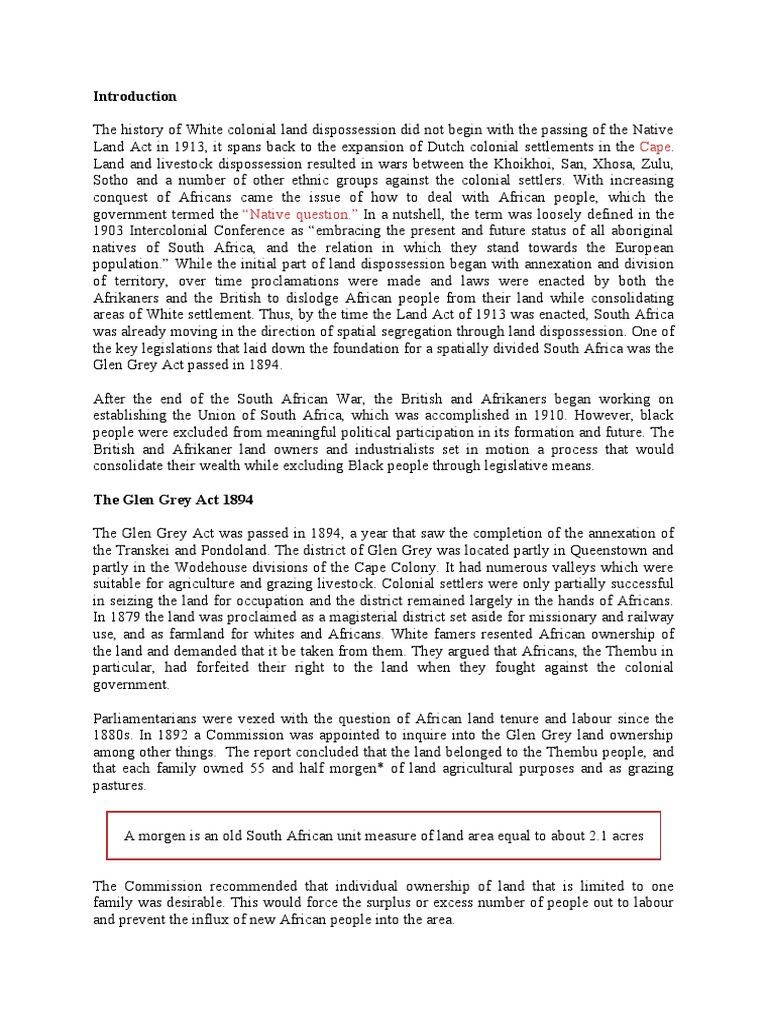 Natives Land Act | PDF | South Africa | Colony Of Natal