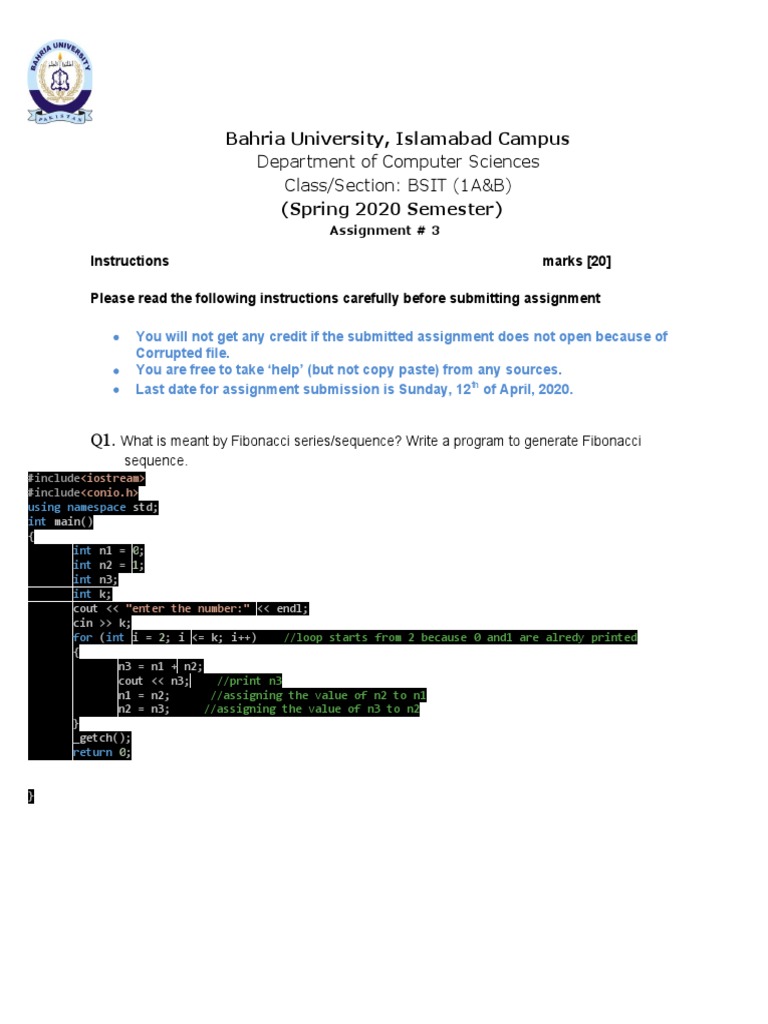 Bahria University, Islamabad Campus: Department of Computer Sciences ...