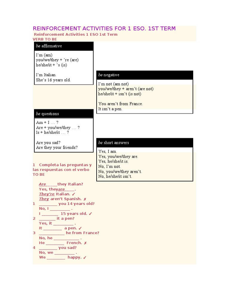 Reinforcement Activities For 1 Eso | PDF | Grammar | Syntactic ...