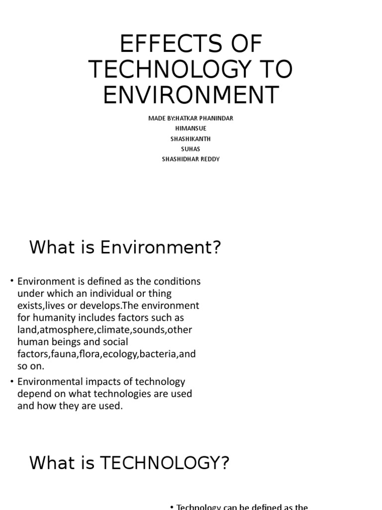 Effects of Technology To Environment | PDF | Agriculture | Natural ...